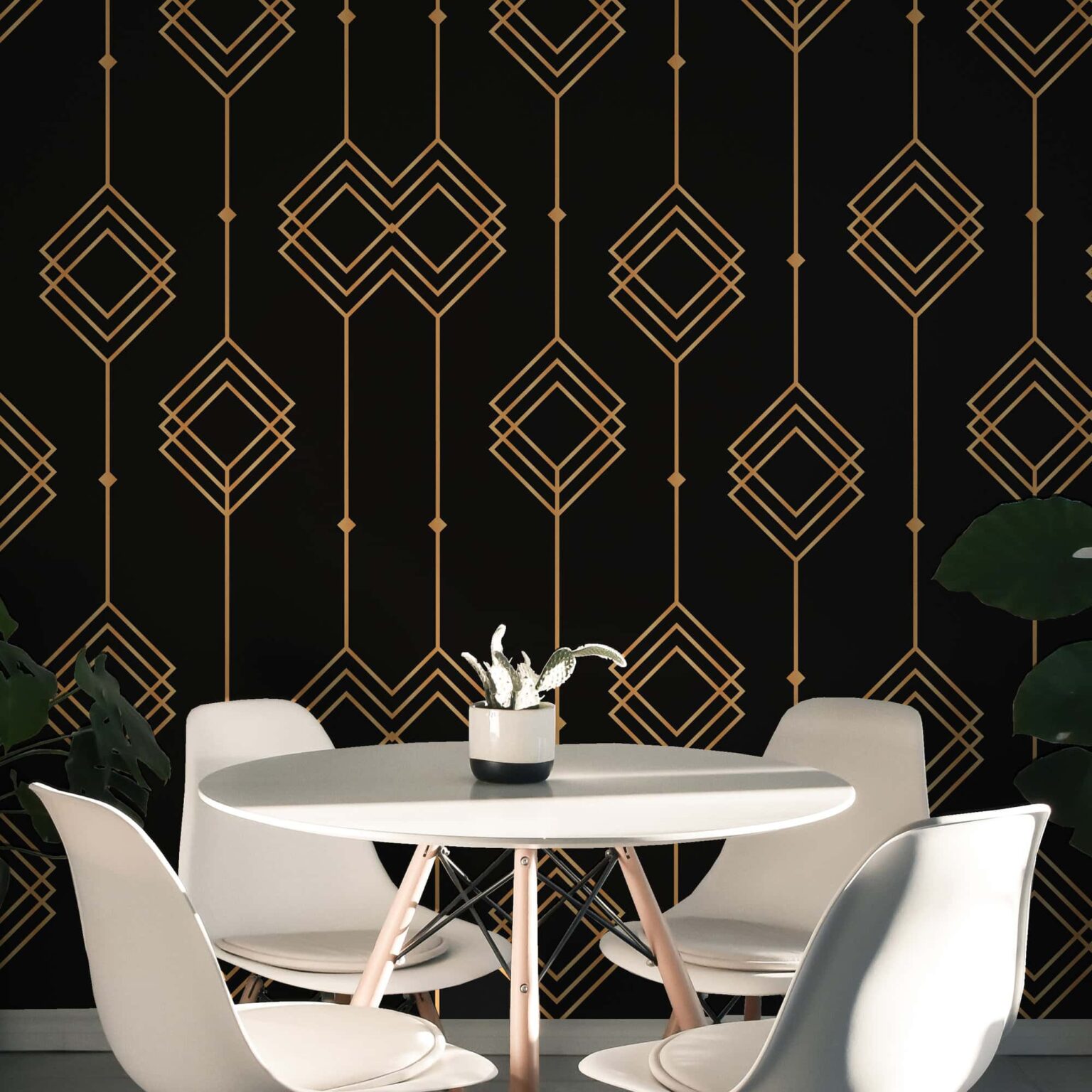 Papel Tapiz Rombos Dorados con Fondo Negro - Papeles de Colgadura ...