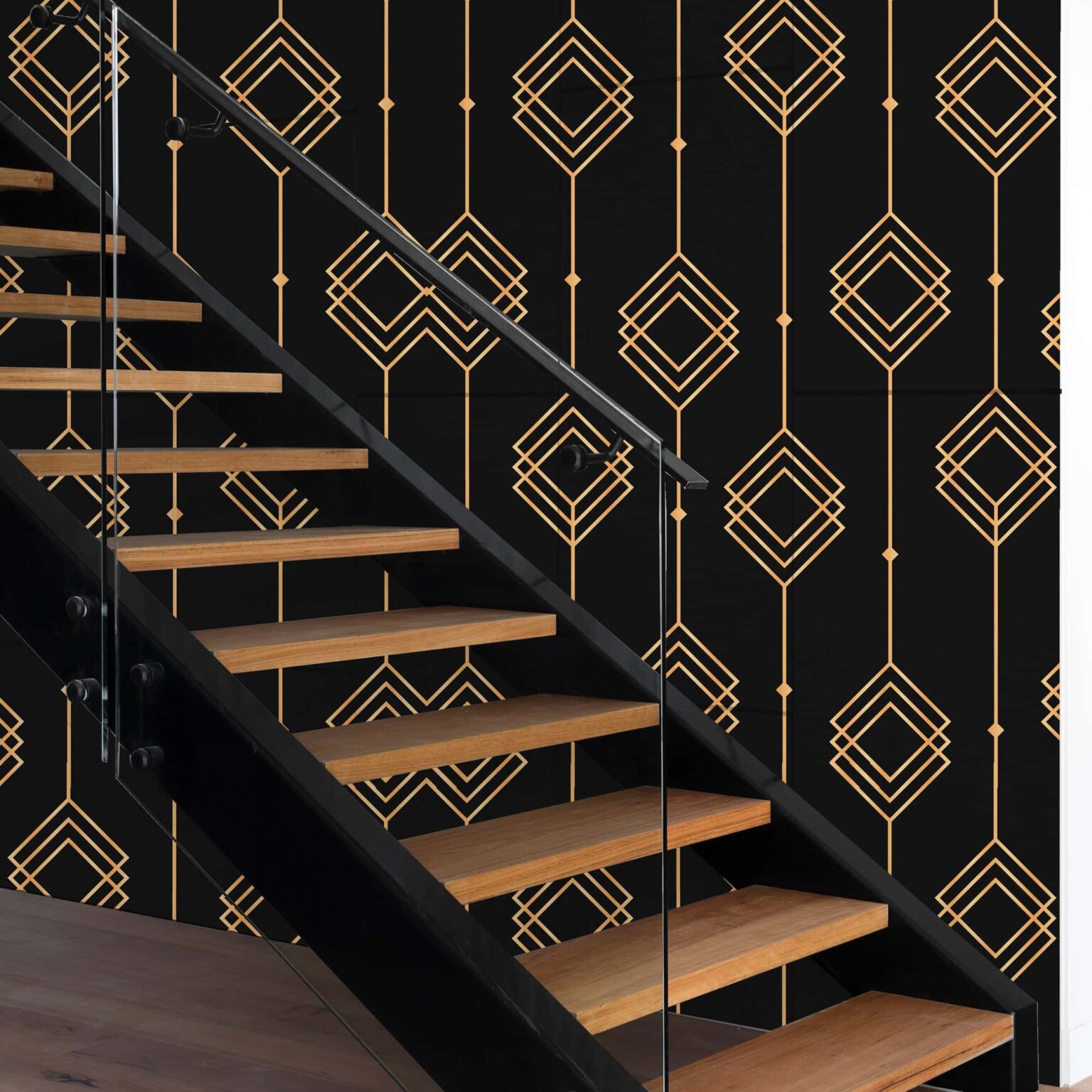 Papel Tapiz Rombos Dorados con Fondo Negro - Papeles de Colgadura ...