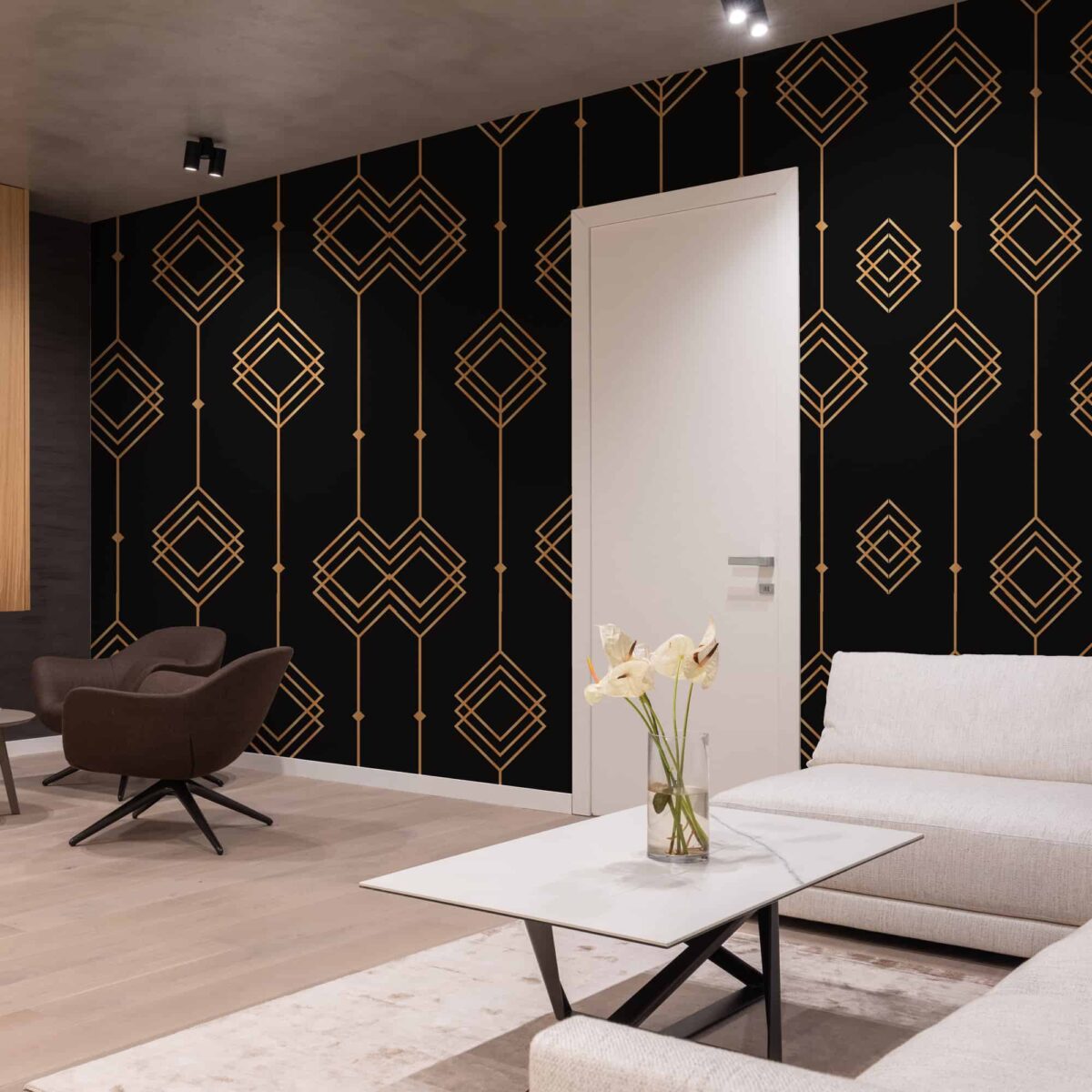 Papel Tapiz Rombos Dorados con Fondo Negro - Papeles de Colgadura ...
